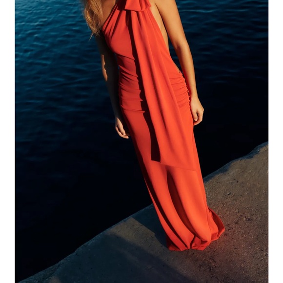 Zara | Dresses | Zara One Shoulder Red Dress | Poshmark